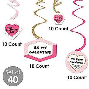 Big Dot of Happiness Be My Galentine - Galentine’s and Valentine’s Day Party Hanging Decor - Party Decoration Swirls - Set of 40