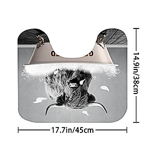 NEWSWELL 4pcs Bathroom Set Highland Cow Bull Shower Curtain 70.8 X 70.8Inch, Get Naked Grey Western Farmhouse with Blanket and Toilet Cover Bath Mat,Polyester Fabric Waterproof 12 Pack Plastic Hooks