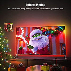 TV LED Backlight with 4K HDMI Sync Box,LED Lighting Strip RGBIC with 7 Scene Mode for 85 Inch and Below TV, Support Remote Control,Sync with Music,TV and Gaming