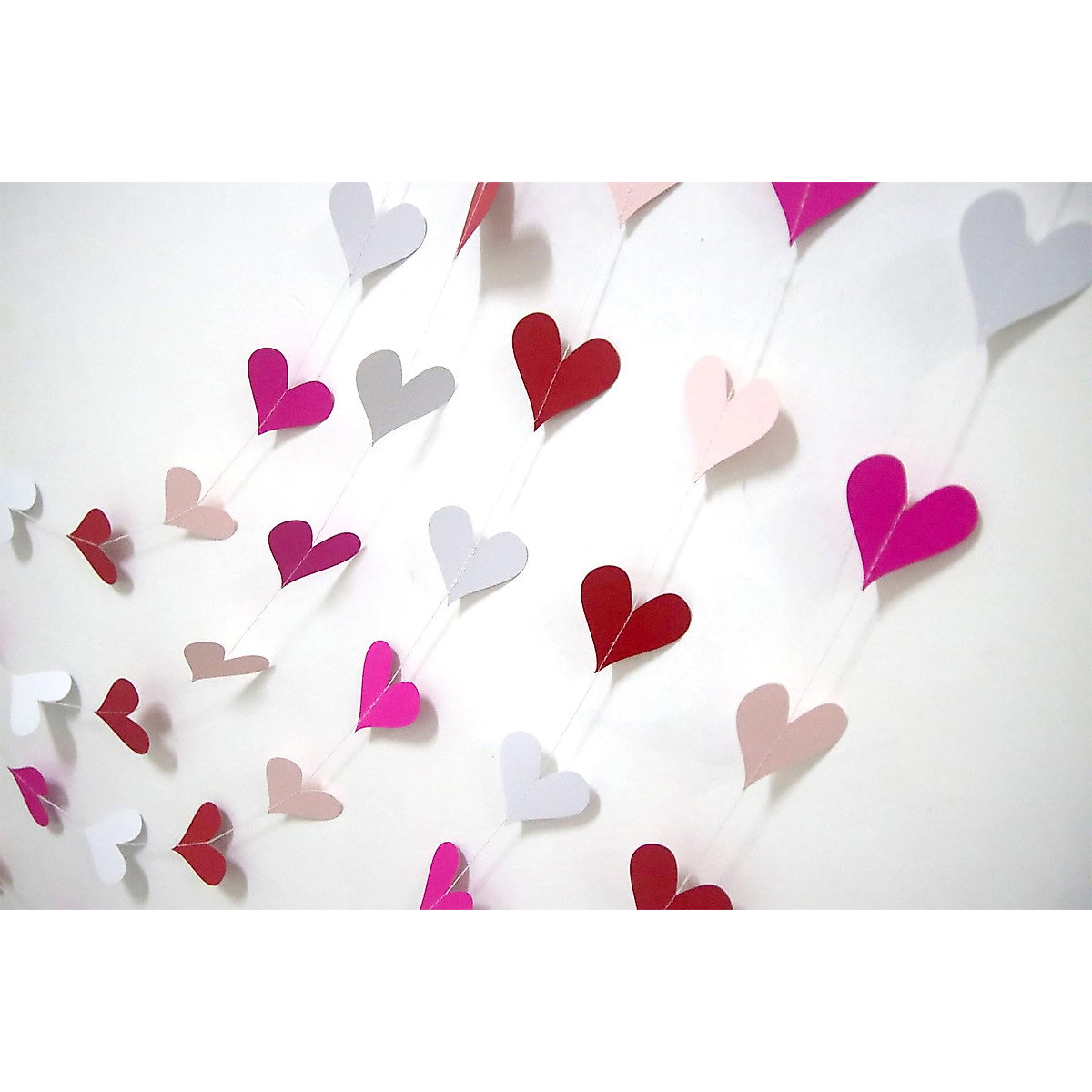 5 Pcs Heart Garland Banner, 100 Hearts Hanging Valentine's Day Decoration Garland for Anniversary Valentine's Day Wedding Birthday Party Decorations