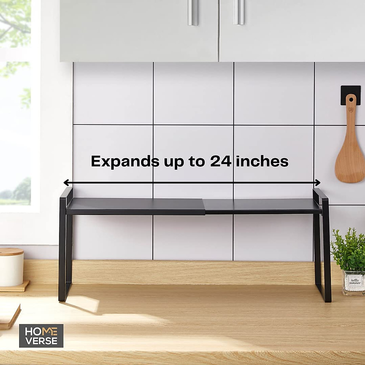 Stackable Cabinet Shelf Organizers, Expandable Kitchen Countertop Organizer - Multi-Functional Cabinet Shelves, Heavy Duty Non-Slip Shelf Riser for Kitchen Pantry, Bathroom, Bedroom Organization