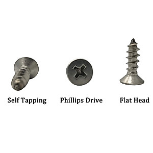 5 x 16mm Screw, Flat Head, Phillips Drive, Self Drilling, 304 Stainless Steel Drywall Wood Screws 100Pcs