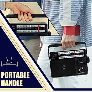 Retekess TR633 AM FM Radios with Best Reception, Portable Radio Plug in Wall, External Antenna Jack, Battery Operated Radio by 4 AA Batteries Or AC Power for Senior, Home