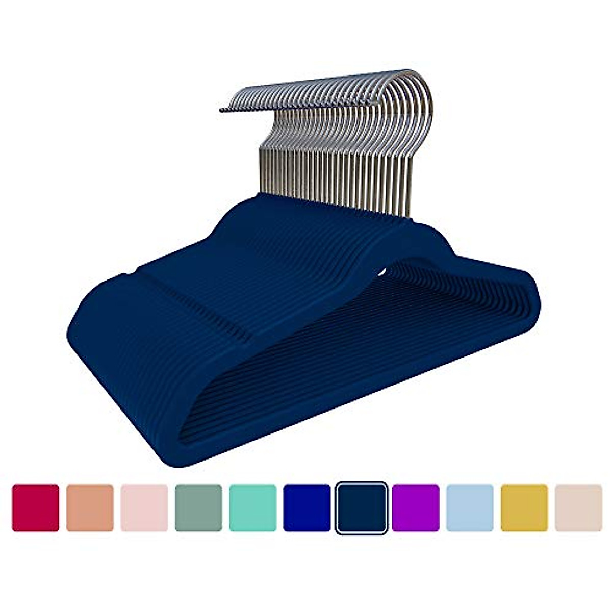 TQVAI 30 Pack Kid Velvet Clothes Hangers Non Slip Space Saver, Navy Blue