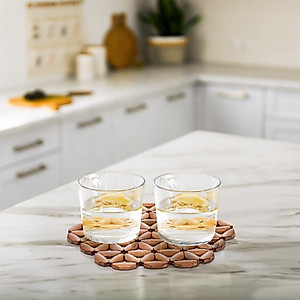 Tlence 8 Pack Bamboo Trivet Mat, Bamboo Hot Plate Pad, Heat Resistant Table Counter Protector, Coaster for Hot Tea Coffee Pot Plates Pans Bowls, Festive Design Table Décor, Kitchen Gift Idea