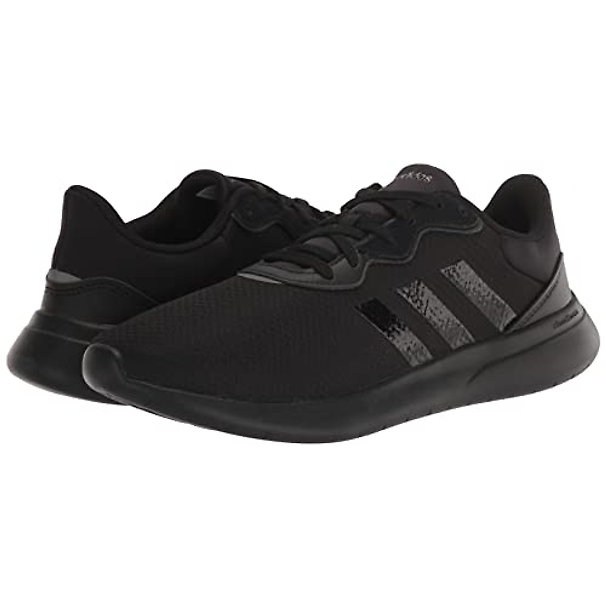 adidas Women's QT Racer 3.0 Running Shoe, Black/Black/Iron Metallic, 9