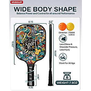 VINSGUIR Pickleball Paddles Set, USAPA Approved Pickle Ball Paddle Set of 2 with 4 Pickleball Balls and Bag, Pickleball Rackets Gifts for Women Men Beginners
