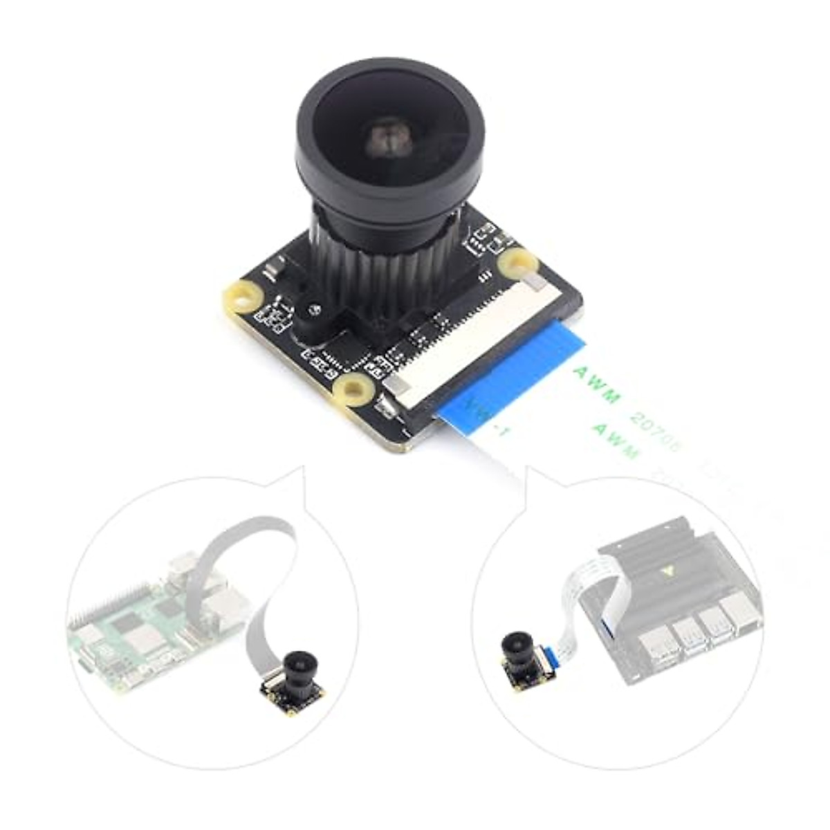 Waveshare IMX477-160 12.3MP Camera 160° FOV 4056 × 3040 Resolution Compatible with Jetson Nano/Compute Module
