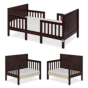 Dream On Me Hudson 3 In 1 Convertible Toddler Bed In Espresso, Greenguard Gold Certified, JPMA Certified, Non Toxic Finishes, Made of Sustainable New Zealand Pinewood