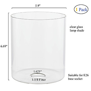 Clear Glass Lamp Shade Modern Cylinder Transparent Lamp Shade With 1-5/8 Fitter Drum Lamp Shade For Floor Lamps, Chandelier, Pendant Lighting Fixture, Table Lamp Replacement Lampshade 6.69"X5.9"