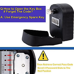 Key Lock Box Wall Mounted, Waterproof Key Safe Box, Extra Large 4 Digit Combination Lock Box with Spare Key, Security Key Storage Box for Home Office Garage School Factory Indoor Outdoor (Black 1)