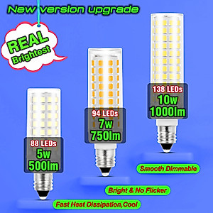 Ziomitus Dimmable JDE11 120V 100W Halogen Candelabra Bulbs Equivalent,T3 T4 Mini Base, 6000K Daylight White 10W 1000 LM E11 for Chandeliers,Candelabra,Ceiling Fan, Cabinet Lighting,2Pack