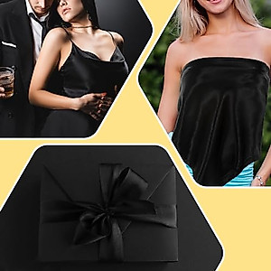 Satin Fabric by The Yard, 60 Inch Wide Black Satin Fabric Shiny & Silky Lining Fabric Satin Cloth Fabric for Wedding Dress, Clothing Making, DIY Crafts, Table Cover, Sewing(Black)