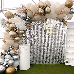 Sand White Balloon Garland Arch Kit,158PCS Blush White Nude Balloons Metallic Chrome Gold Silver Balloons for Boho Wedding Bridal Baby Shower Engagement Anniversary Birthday Party Decorations