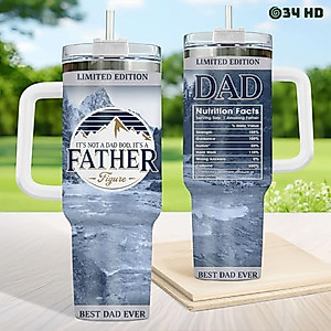 34HD Dad Light Tumbler with Lid & Straw, 40oz Stainless Steel Vacuum Insulated Dad Coffee Mug, Daddy Gifts from Daughter Son Wife, Men Gifts for Fathers Day Birthday Christmas