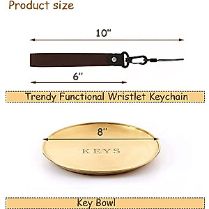 Andwarmth Key Bowl and Keychain Set -Key Bowl for Entryway Table, Decorative Bowl,Valet Tray, Jewelry Dish,Car Key Plate,Perfume Holder,Key Tray for Entryway Table,Bowl for Keys,Key and Wallet Tray