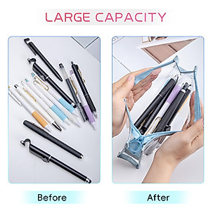 XJMWXHFC 4Pcs Travel Cosmetic Makeup Bags, Clear Pencil Cases, Transparent Pencil Pouch with Zipper, Multi-function Stationery Organizer for Adults Home, Office, Vacation (Blue, Green, White, Pink)