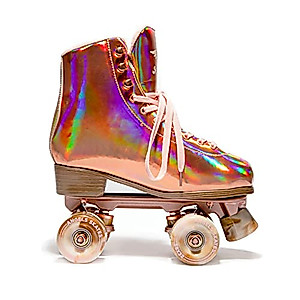 Angels Skates (Rose Gold, 1) - Kids & Women Roller Skates - Premium Quality PU Leather Quad Roller Skates - Adjustable High- top Perfect Indoor Outdoor Angel Dust Girls Retro Roller Skates - 1-13 Size