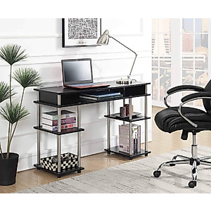 Convenience Concepts Designs2Go No Tools Student Contemporary Office Desk and Vanity with Shelves, 47.25" L x 15.75" W x 30" H, Black
