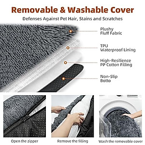 Mora Pets Dog Couch Bed for Furniture Protector Waterproof Dog Mat with Removable Washable Cover and Anti-Slip Bottom Bolster Plush Pet Sleeping Mattress for Large Medium Small Dogs