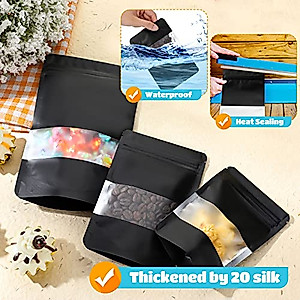 Estune 300 Pieces Matte Mylar Bags with Clear Front Window 3 Sizes Resealable Bags Stand up Sealable Bags for Packaging Pouch for Food Sample Snack Jewelry Storage, 3.5 x5, 4 x6 , 4.7 x7.9 (White)