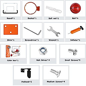 Xucutu Indoor Mini Basketball Hoop for Door - Foldable Over The Door Basketball Hoop Indoor for Kid with 4 Balls for Wall & Room Basketball Toy Gift for Boy Kids Teens