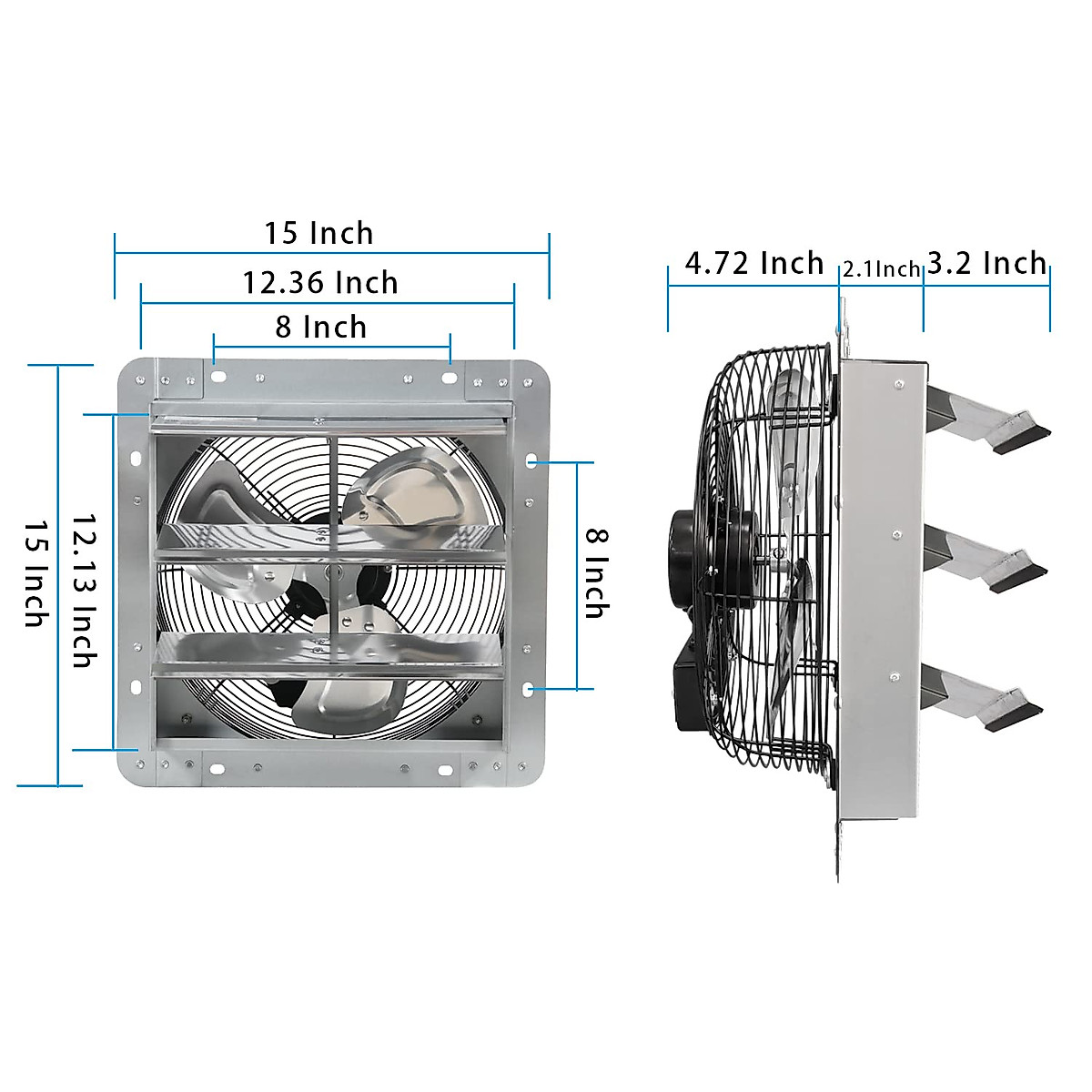 JPOWER 12 Inch Exhaust Fan Wall Mounted,Automatic Aluminum Shutter,Vent Fan High Speed 1800CFM For Garages And Shops,Greenhouse,Attic Ventilation,Upgraded Version