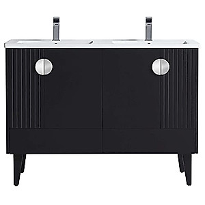 Fine Fixtures Venezian Collection - 48" Double Black Bathroom Vanity, Chrome Handles.