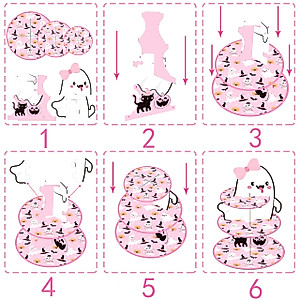 Halloween Cupcake Stand Decorations 3-Tier Pink Halloween Ghost Cake Stand Tower for Halloween Little Boo Theme Birthday Baby Shower Party Pumpkin Bat Witch Theme Party Supplies