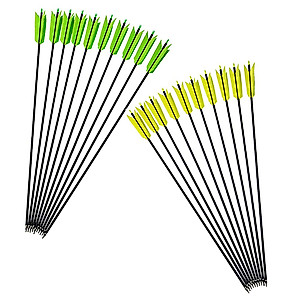 SHARROW 6pcs 30 inch Archery Flu-Flu Arrows Spine 400 Carbon Arrows with Replaceable Broadheads for Compound Bow Recurve Bow Hunting (Types1 Yellow, 6pcs)