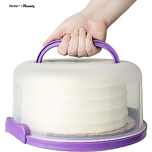 Houseify Purple PIE PAL, Pie & Cake Carrier w/Flat Handle & Domed Lid for Tall Pies & Cakes, Cupcake Storage, Plus Veggie/Fruit/Nut Tray, Fits 9 In. Cakes & Pies