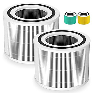 Core 300 Replacement Filter for LEVOIT Core 300/ Core 300S/ Core 300-P/Core 300S-P/Core P350 Air Purifi-ers, 3-IN-1 H13 True HEPA Filter, Compared to Part# Core 300-RF, White (2 Pack)