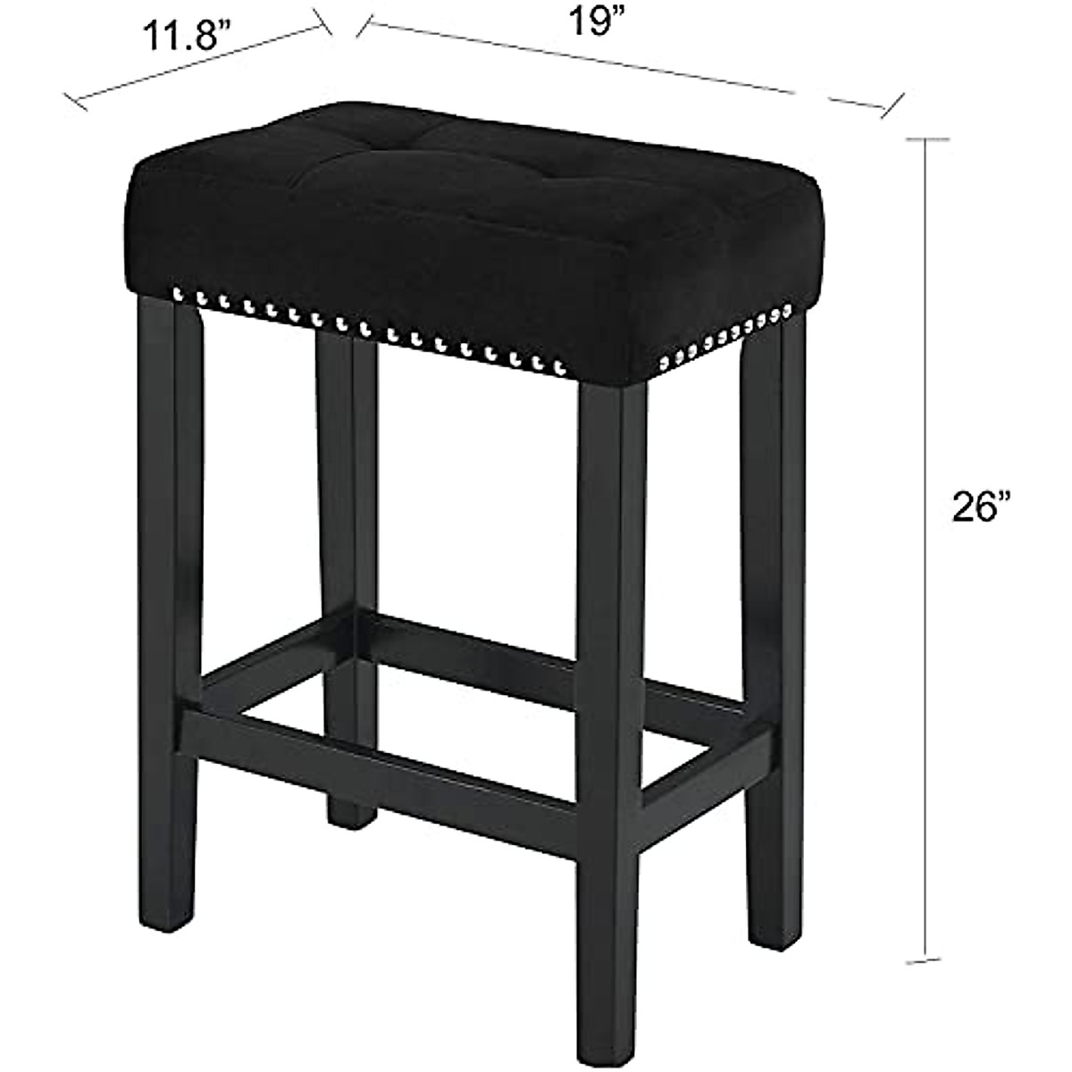 New Classic Furniture Celeste Faux Marble Theater Bar Table with 3 Bar Stool Set, Black Velvet with Black Base
