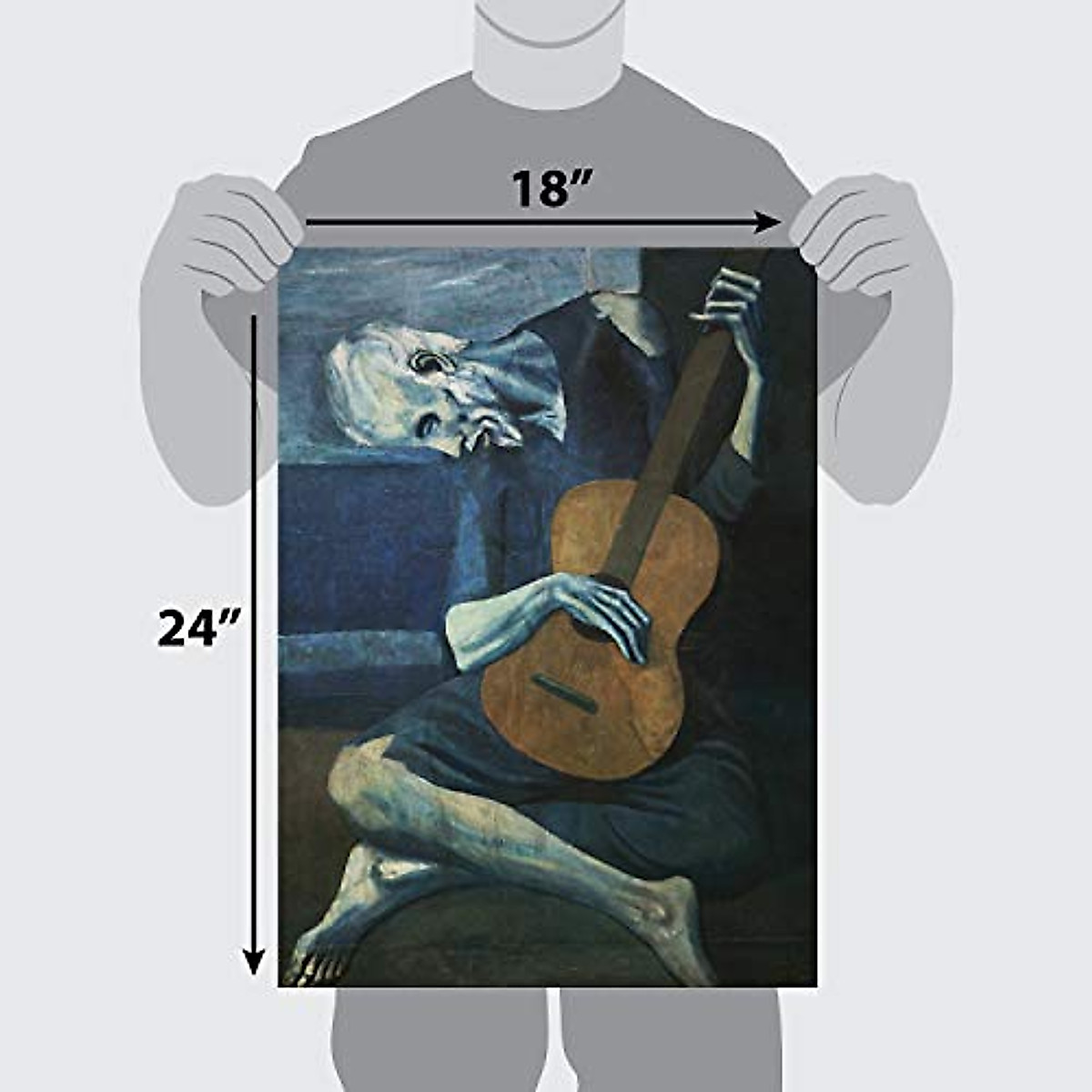 3 Pack: Vincent Van Gogh Skeleton + Starry Night + The Old Guitarist by Pablo Picasso Poster Set - Set of 3 Fine Art Prints (LAMINATED, 18" x 24")