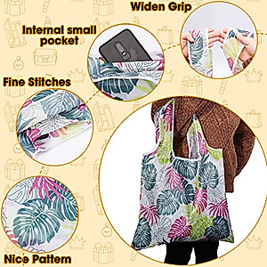 JEFHOMKIT 9 Pack Reusable Grocery Bags,Foldable Floral Shopping Bags,Nylon Fabric Reusable Bags for Groceries,Washable Grocery Tote Bag with Handles,Large Lightweight Shopping Grocery Bags with Pouch