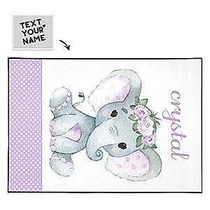 Cute Purple Elephant Area Rug Custom Personalized Carpet for Living Room Yoga Bedroom Playing Room Camping 4'x5.2'