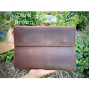 LUCASGIFT Compatible with MacBook Pro/Air 13" 15" 16" LEATHER LAPTOP SLEEVE, Leather Laptop Case, Personalized Laptop Sleeve, Leather Computer Case, Envelope Sleeve, Monogrammed gifts her him