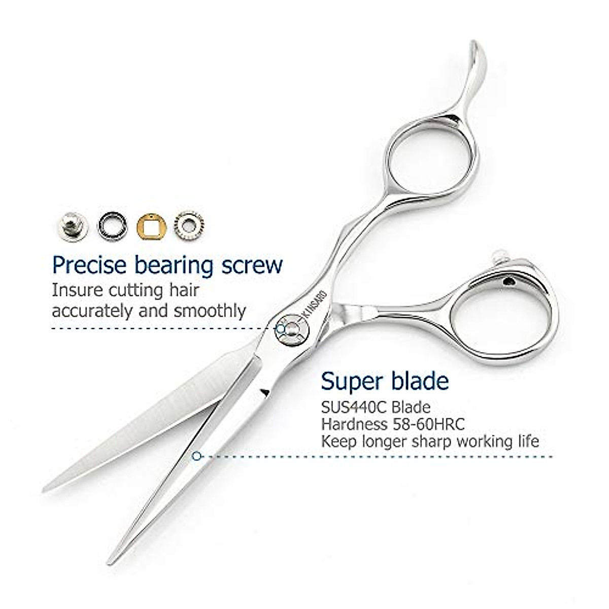 Barber Scissors 5.5" Professional Hair Scissors Hair Cutting Shears Hair Cutting Scissors Haircut Shears 440C Barber Shears Hairdresser Scissors Sharp Hair Scissors Bearing Screw Kinsaro