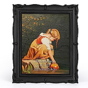 PHAREGE Vintage 8x10 Black Picture Frame, Ornate 5x7 Picture Frame with Mat or 8x10 Photo Frame without Mat, Antique Decor for Tabletop or Wall Display, 1 Pack