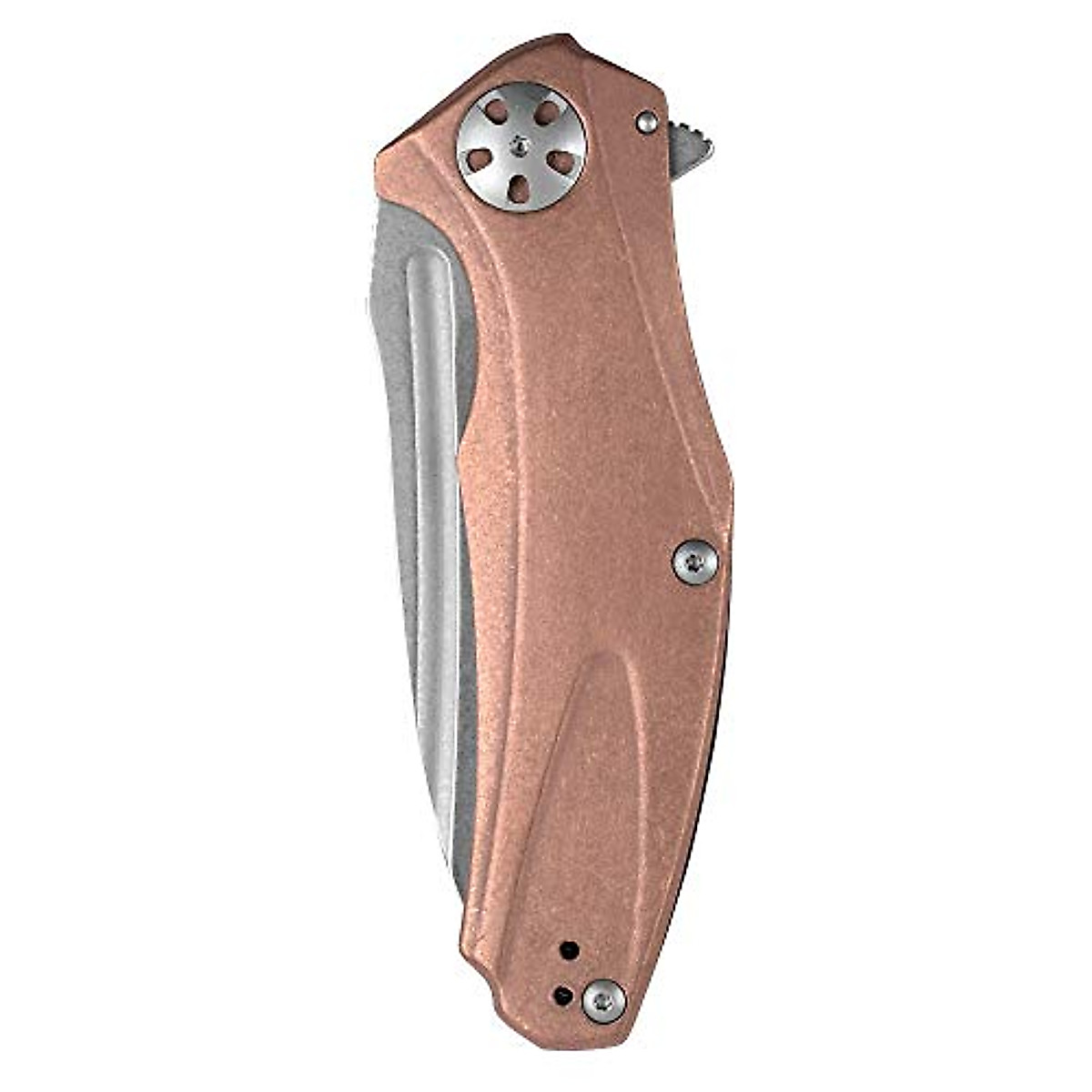 Kershaw Copper Natrix Pocket Knife; 3.25 in. D2 Corrosion Resistant Steel; Heavy Stonewashed Copper Handle, KVT Ball Bearing Opening (7007CU)