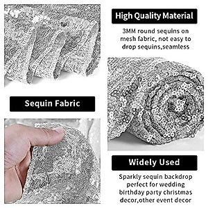 Hahuho Silver Sequin Backdrop Curtain, 4PCS 2FTx8FT Glitter Backdrop Curtain for Parties, Christmas, Wedding, Party Decoration（4 Panels, 2FT x 8FT, Silver