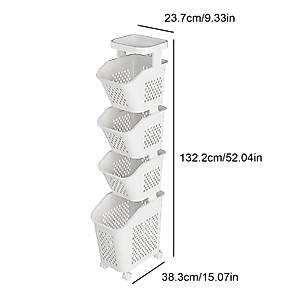 Laundry Hamper - Laundry Basket | Dirty Clothes Hamper | Freestanding Clothes Cart | Multi-Layer Basket Dirty Clothes Hamper | 3/4 Tier Rolling Laundry Cart with Wheels | 360° Rolling Laundry Basket |