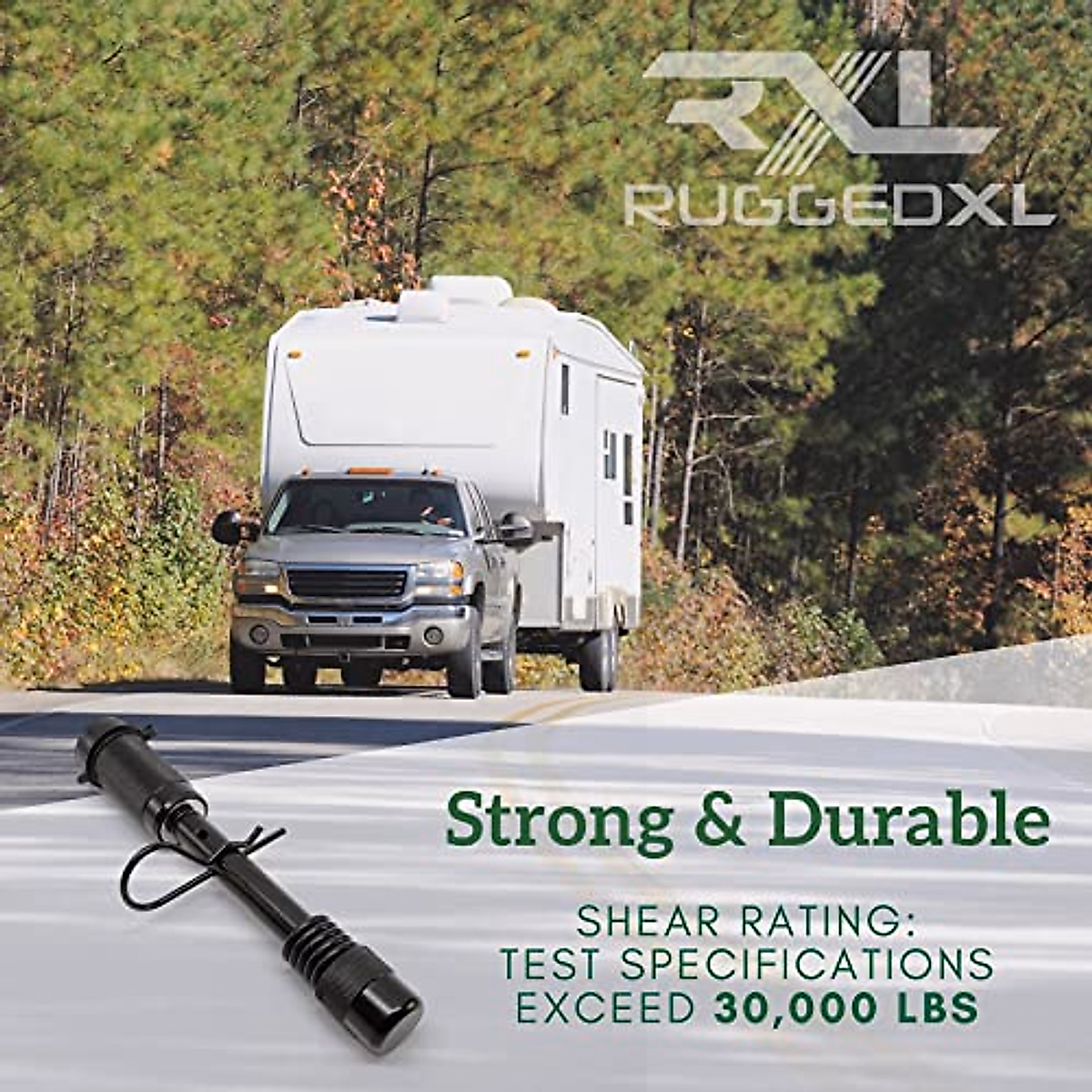 Tiger Lock 5/8" Black Trailer Hitch Locking Pin - Anti-Rattle Tow Hitch Receiver Lock with 2.5" Silencer Pad