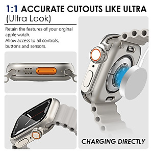 Fullife - Ultra Look - 2 in 1 Compatible with Waterproof Apple Watch Case 44mm Series 6 5 4 SE with Tempered Glass Screen Protector, iWatch 360 Protective Hard PC Bumper for Men Women, 44mm Titanium