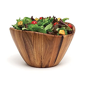 Lipper International Acacia Wave Serving Bowl for Fruits or Salads, Large, 12" Diameter x 7" Height, Single Bowl