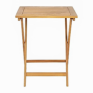 Merrick Lane Stora 24 Inch Square Solid Acacia Wood Portable Folding Patio Bistro Table for Indoor/Outdoor Use in Natural Finish