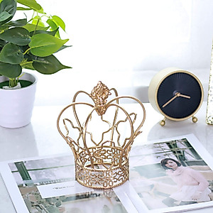 Yamfurvo Royal Metal Desktop Crown Decor, Decorative Centerpiece Crown Sculpture for Wedding, Christmas,Party Table, Baby Shower, Antique Home Decor, Gold