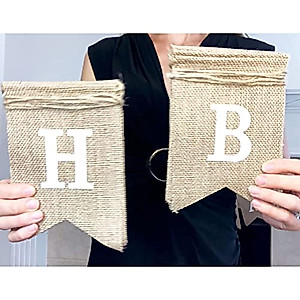 Shimmer Anna Shine Burlap Happy Birthday Banner for Birthday Party Decorations (White Print)