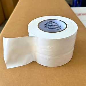 BlueTex Insulationㅤ 4'' Wide x 180' Long White Vapor Barrier Tape - 1 roll Waterproofing for Stucco, Crawlspaces, Repair, Underlayment Seams, Metal Building Seams, Excellent Air Barrier