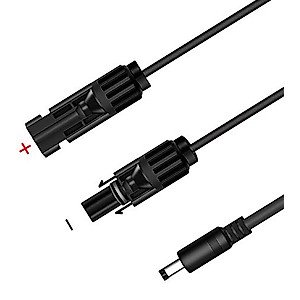 AIMTOM 6.6Ft Heavy Duty Waterproof Solar Male/Female Connector to DC 5.5mm x 2.1mm Solar Panel Adapter Cable for Charging SPS-155 SPS-194 Power Stations, Solar Generators or Rechargeable Battery Pack